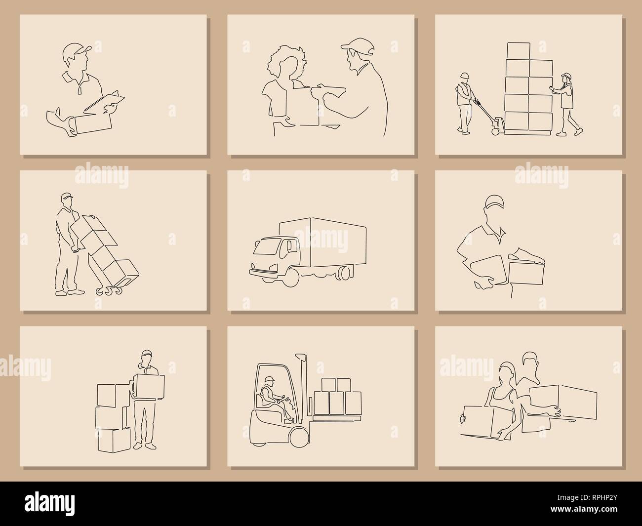 Logistics line drawings collection Stock Vector Image & Art - Alamy