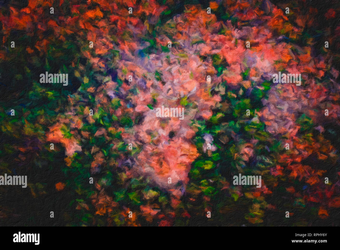 Abstract digital oil painting on canvas full of texture and bright ...