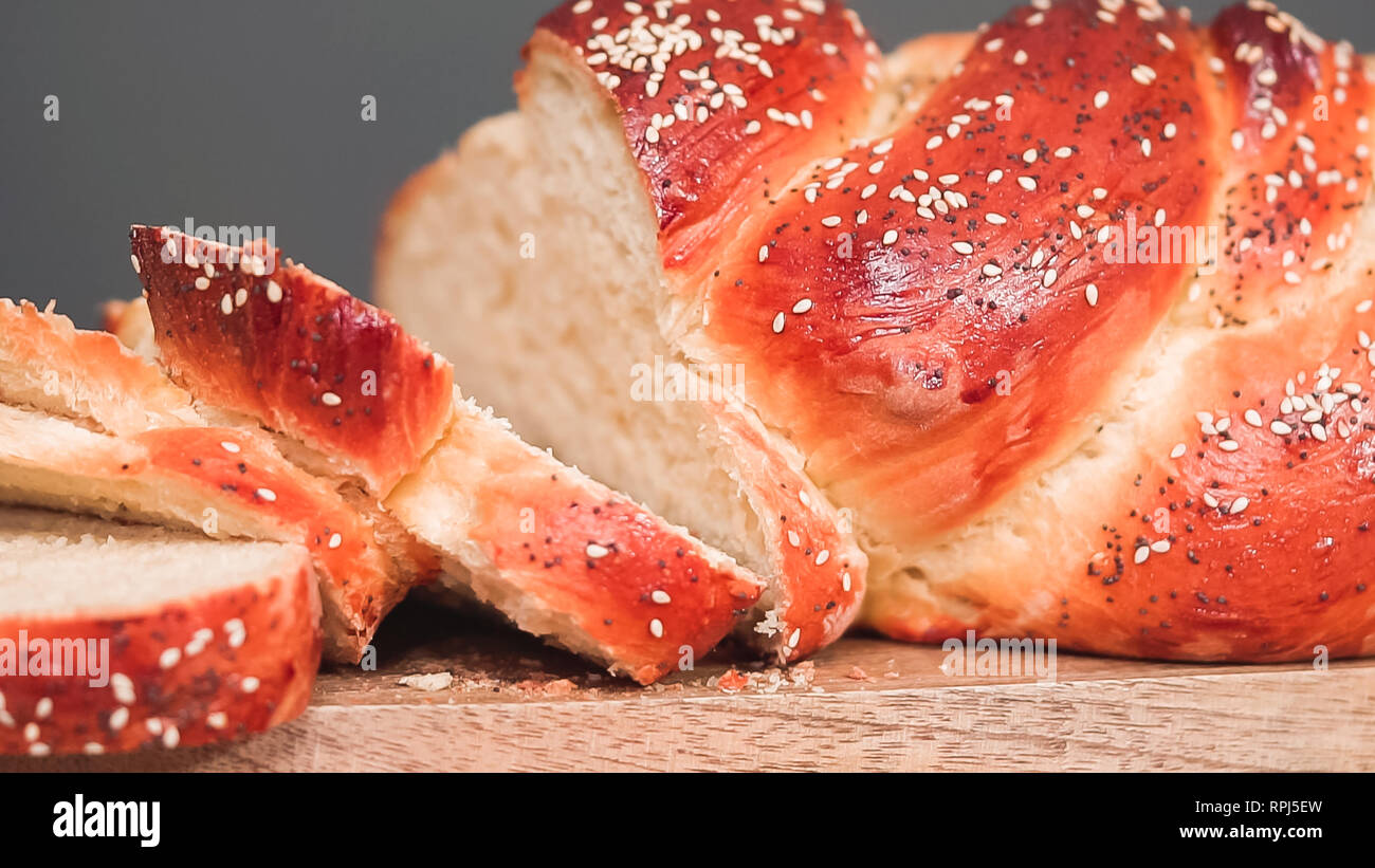 Step step slicing freshly baked hi-res stock photography and images - Alamy