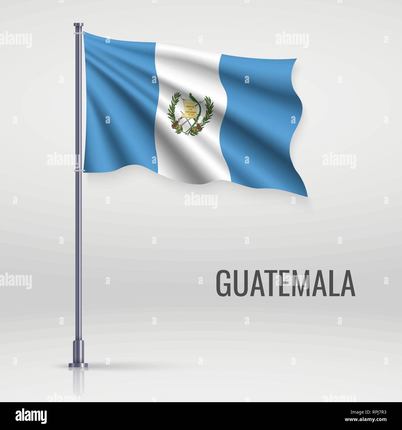 Waving flag of Guatemala on flagpole. Template for independence day ...