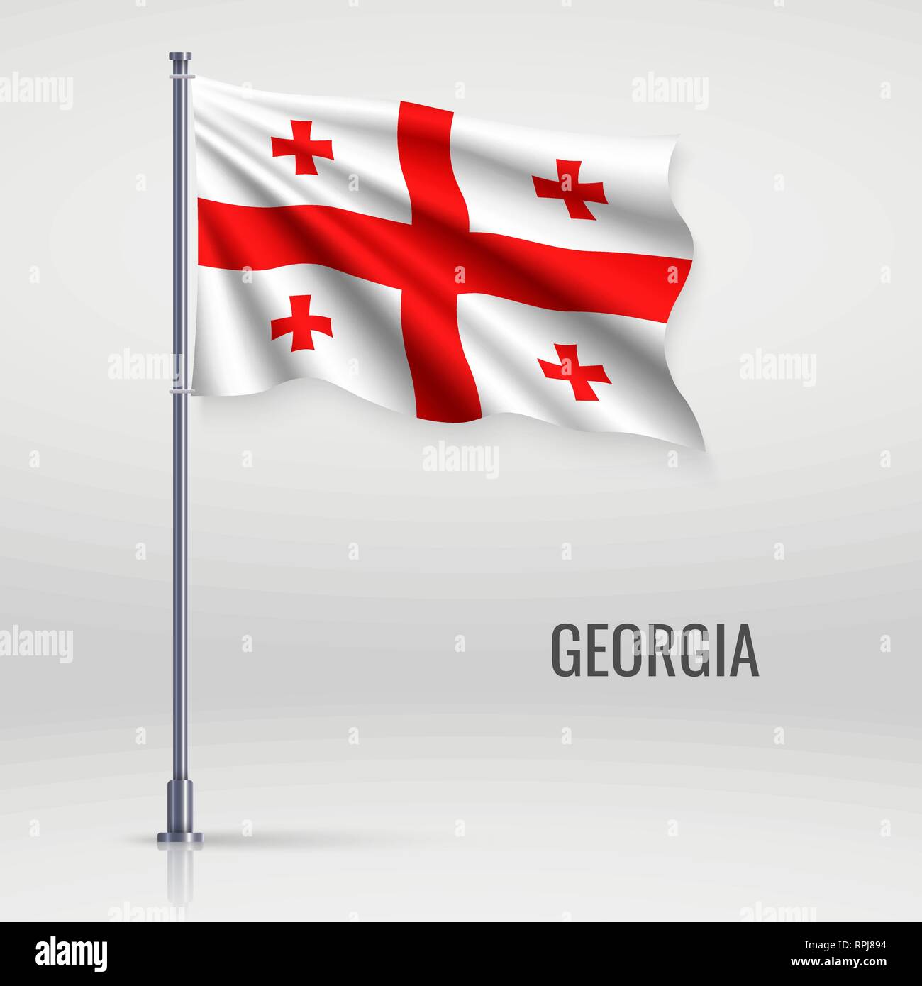 Waving flag of Georgia on flagpole. Template for independence day ...