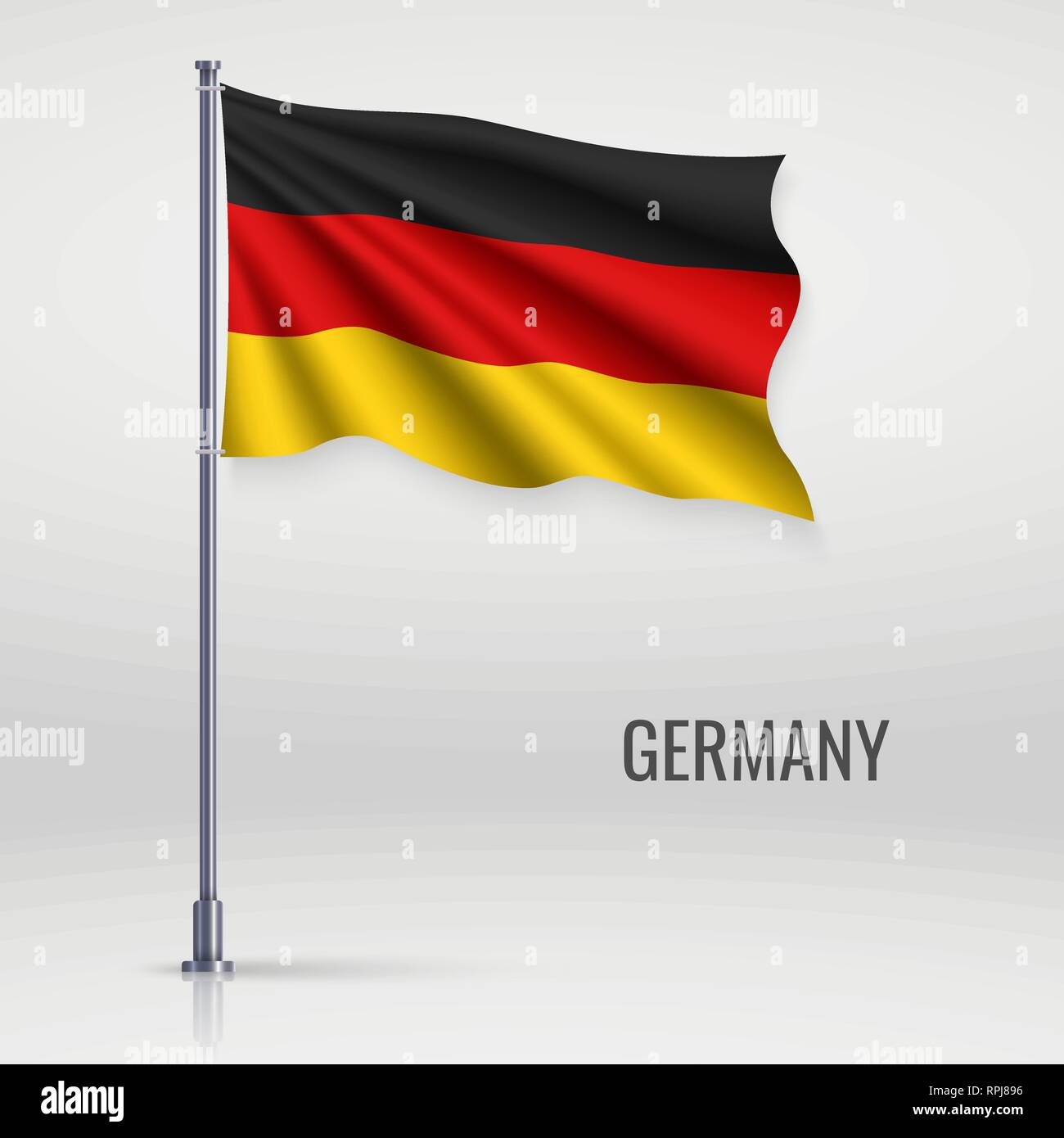 Waving flag of Germany on flagpole. Template for independence day ...