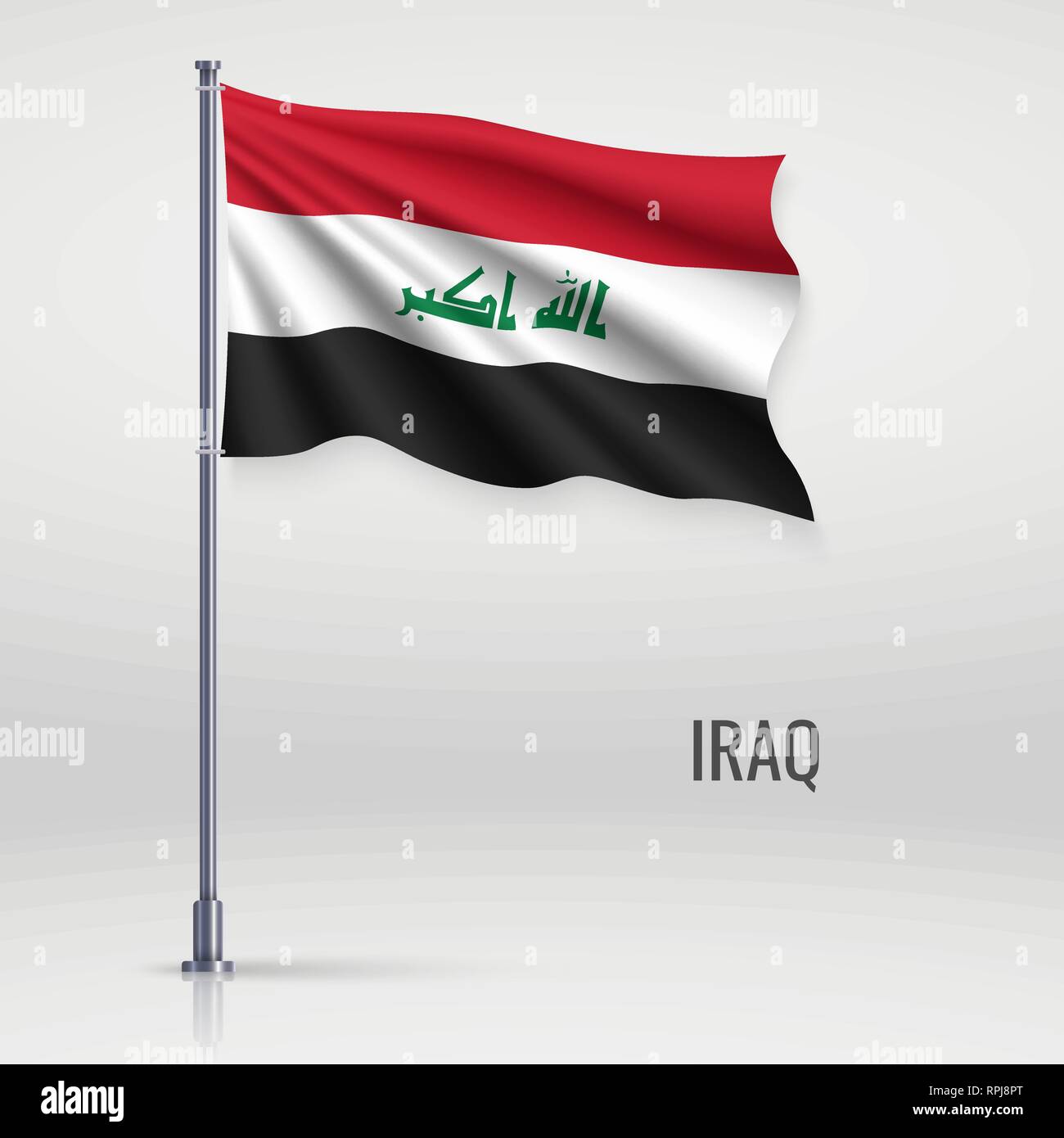 Waving flag of Iraq on flagpole. Template for independence day poster ...
