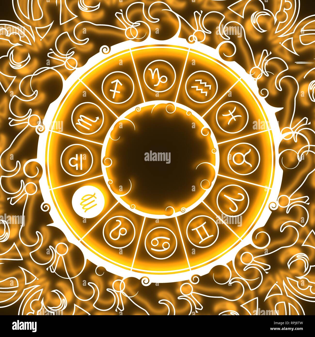 Astrology symbols in circle. Maiden sign Stock Photo - Alamy