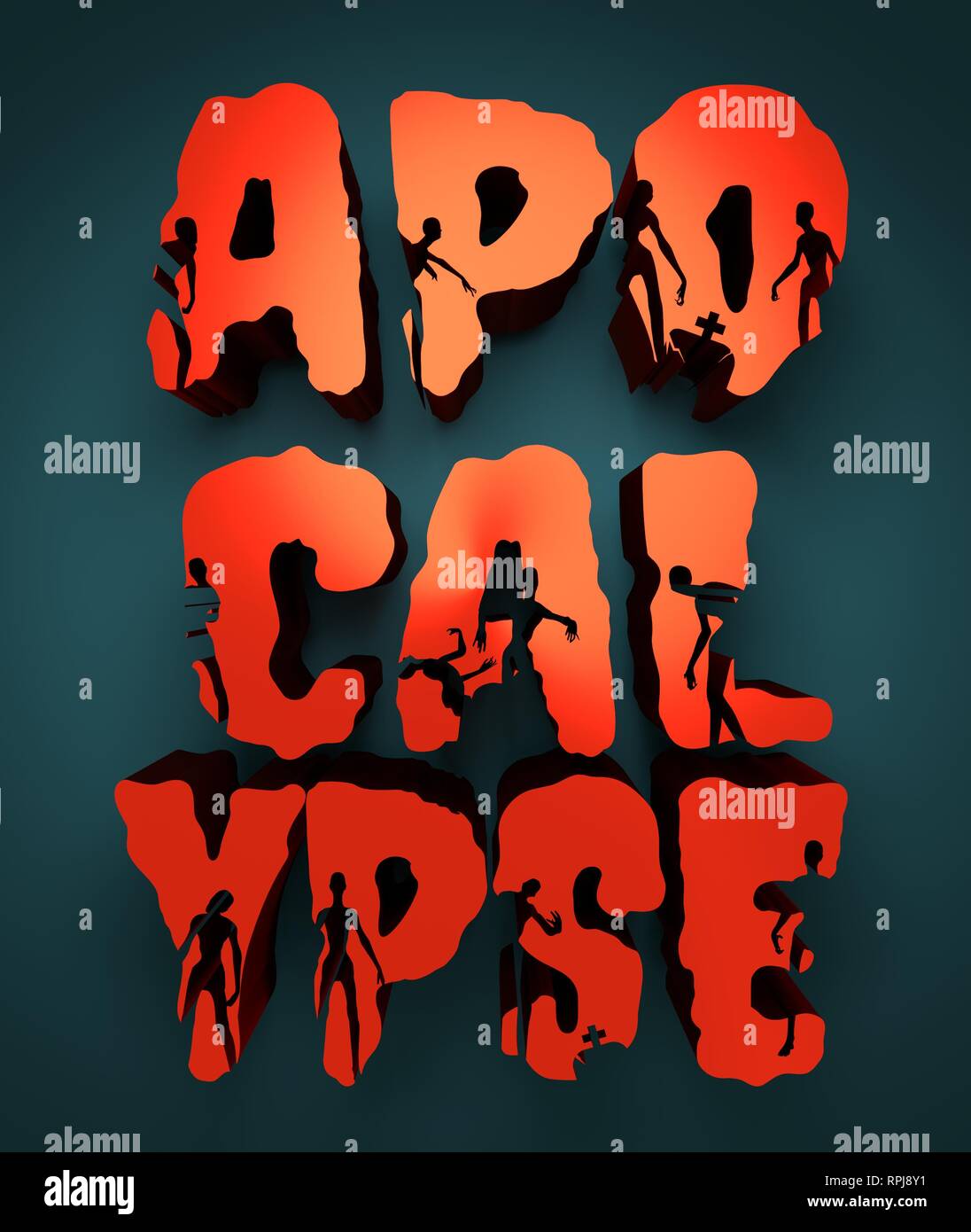 Apocalypse word and silhouettes on them Stock Photo - Alamy