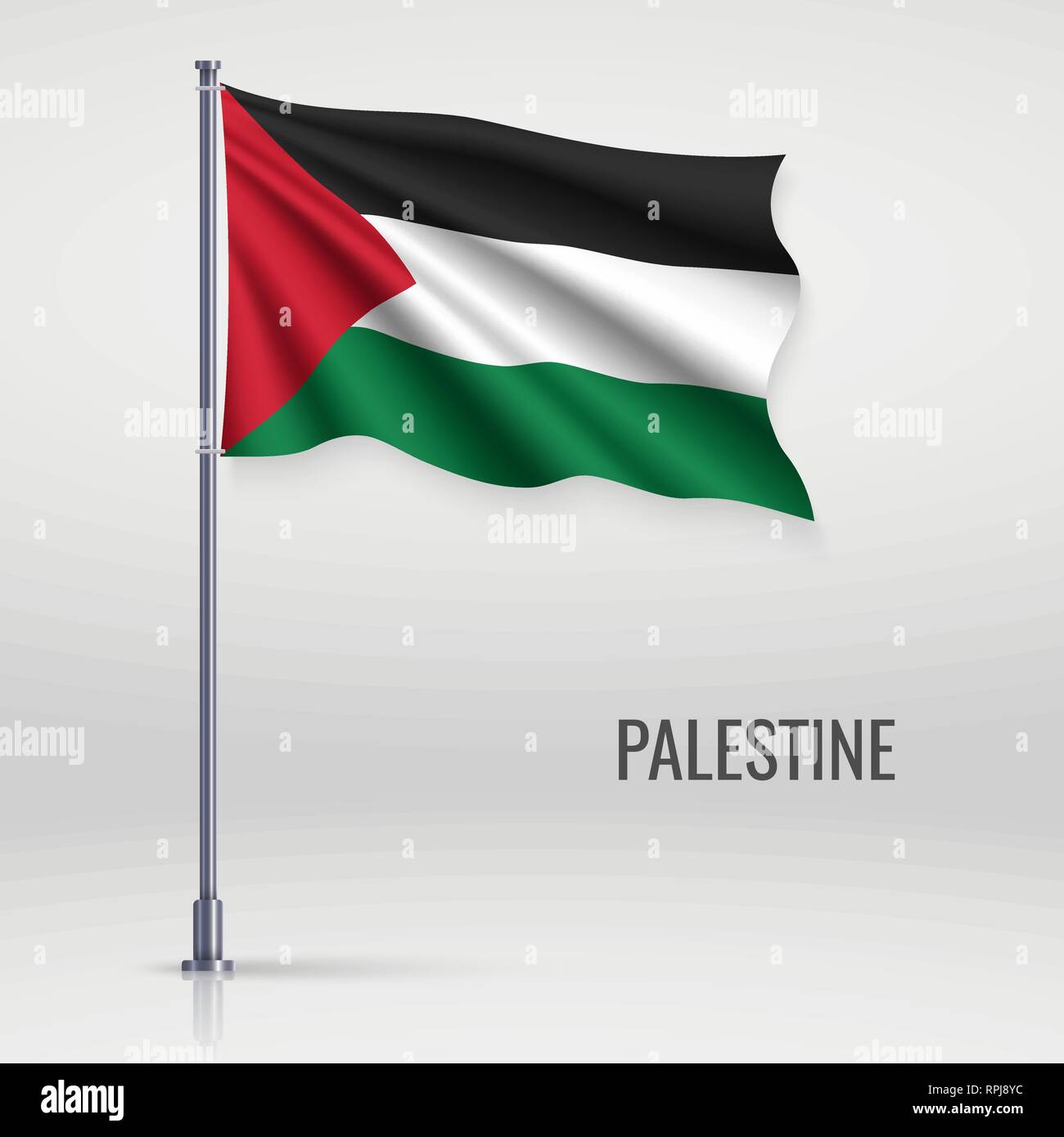 Waving flag of Palestine on flagpole. Template for independence day ...