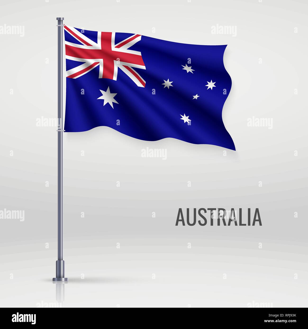 Waving flag of Australia on flagpole. Template for independence day ...