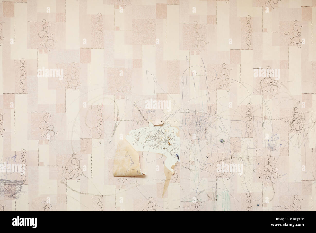 drawing with pencil on the wallpaper- Image Stock Photo - Alamy