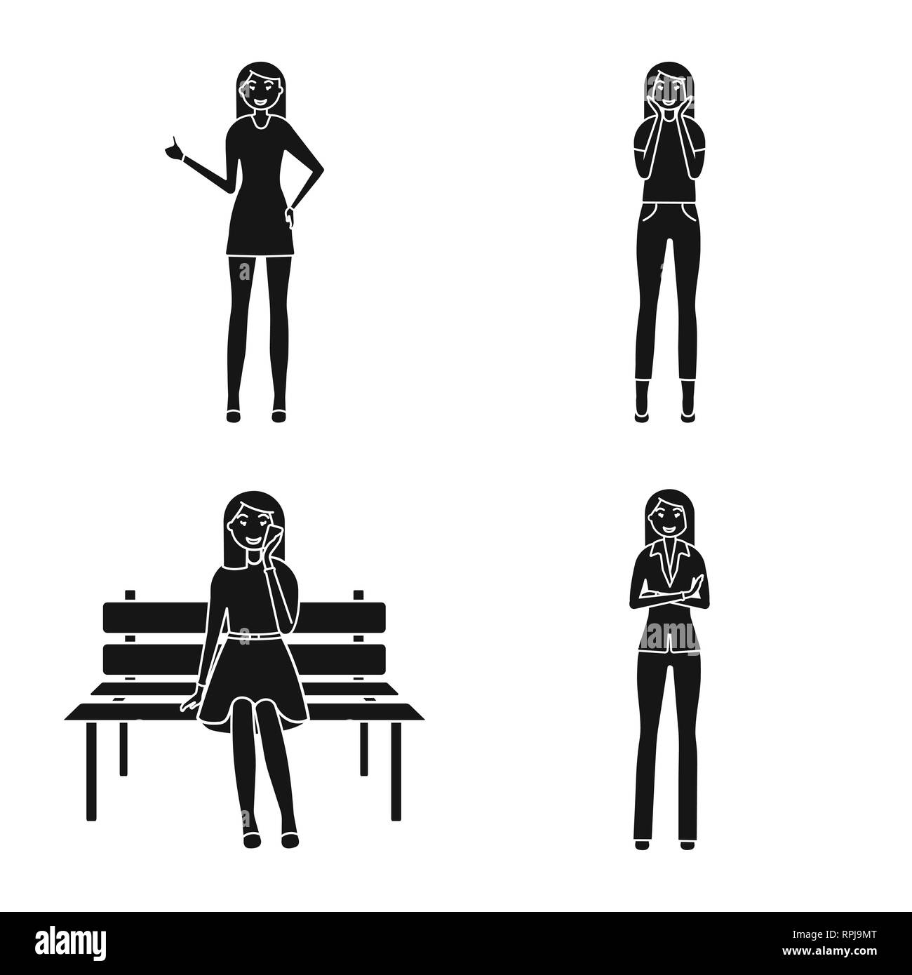 Isolated object of emotions and female symbol. Set of emotions and body ...