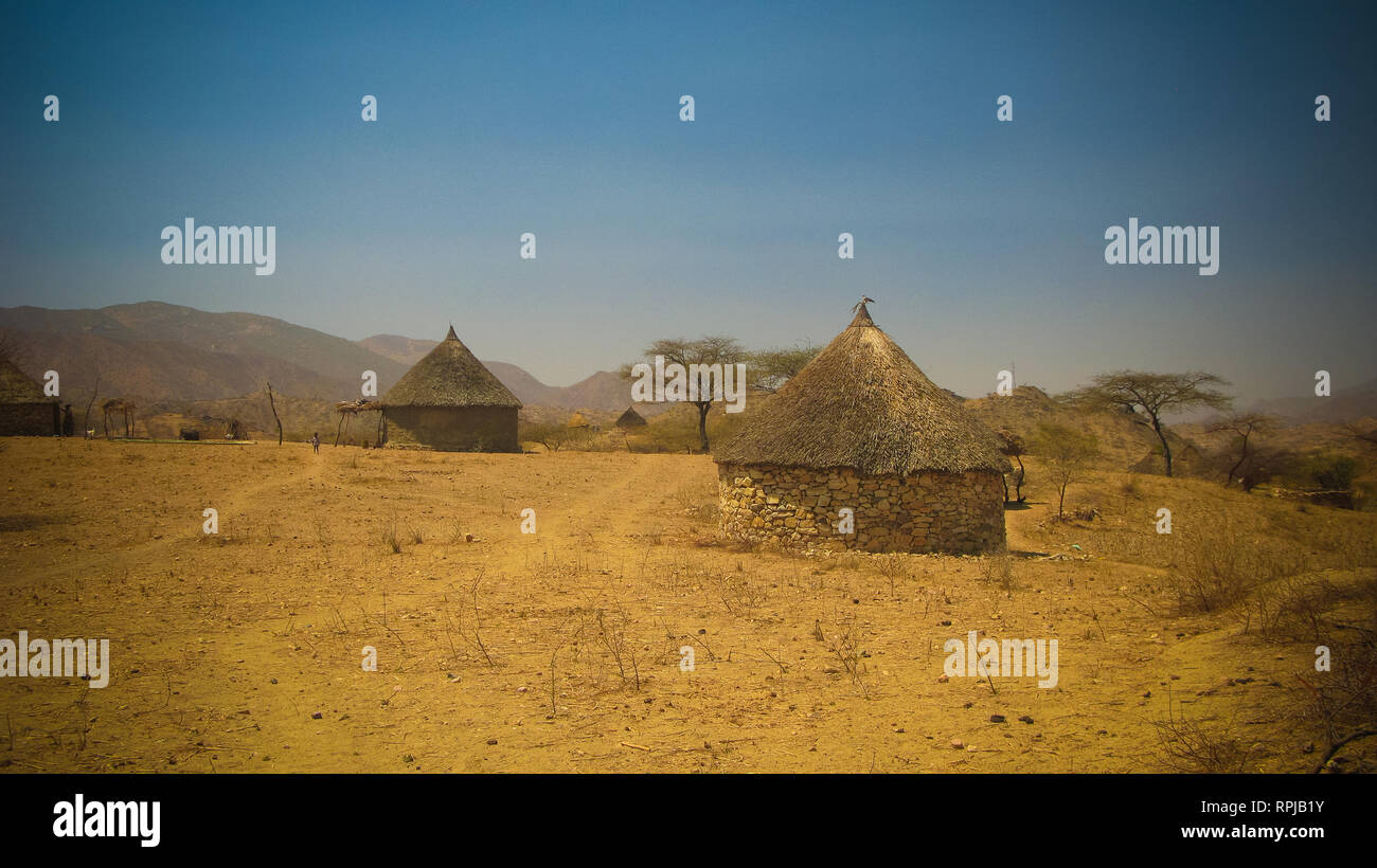 View to Bilen aka Bogo or Agaw tribe village at Keren, Anseba region ...