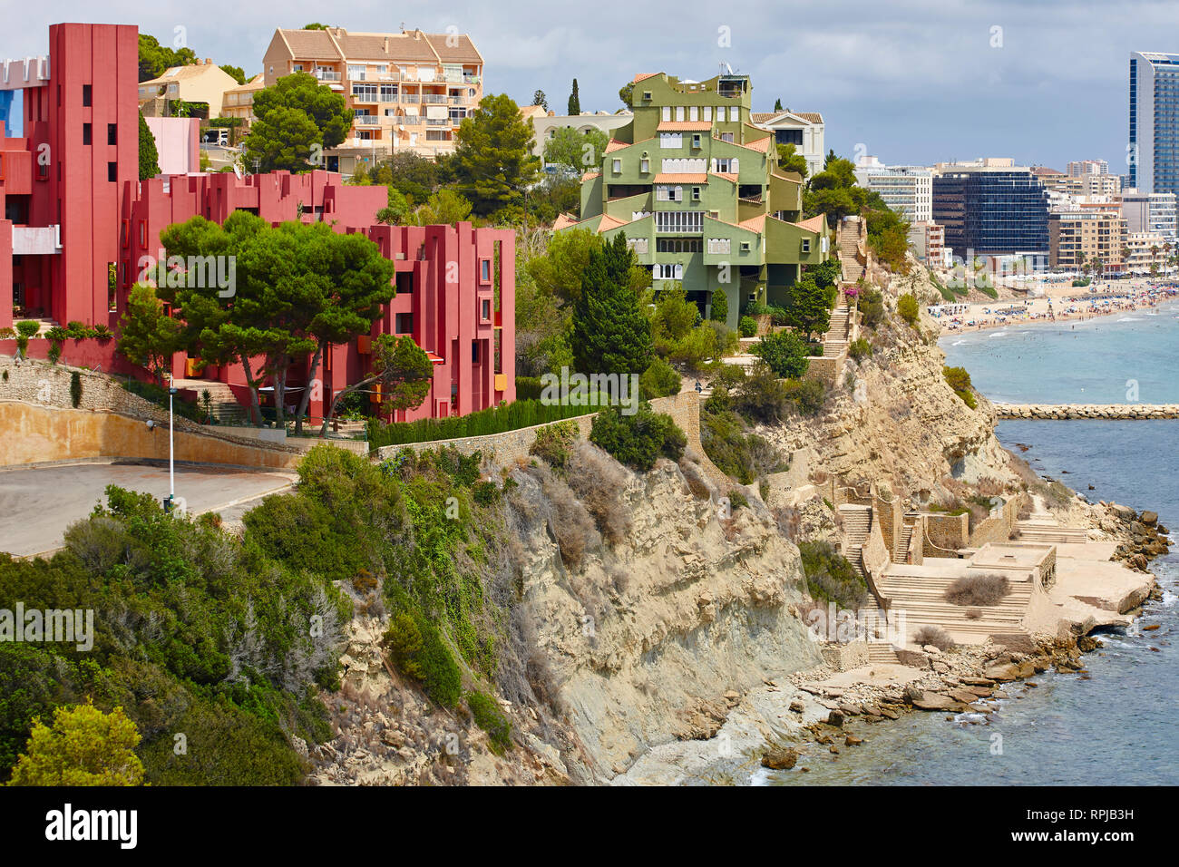 Spanish mediterranean coastline in Alicante. La manzanera. Red wall ...