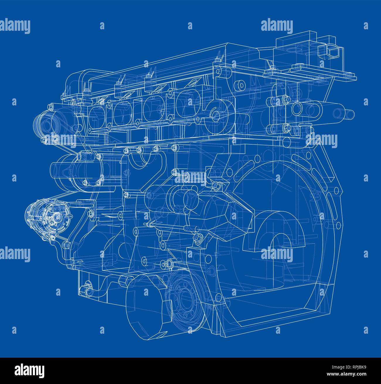 Engine sketch. Vector rendering of 3d Stock Vector Image & Art - Alamy