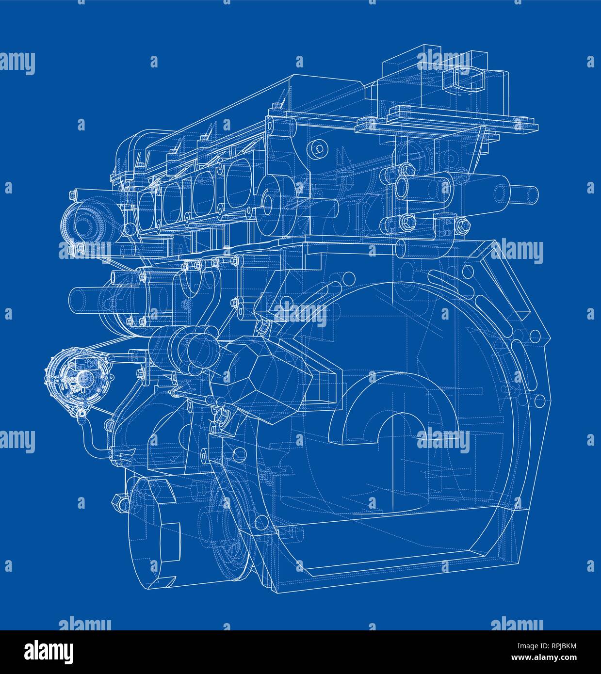 Technical drawing engine Stock Vector Images - Alamy