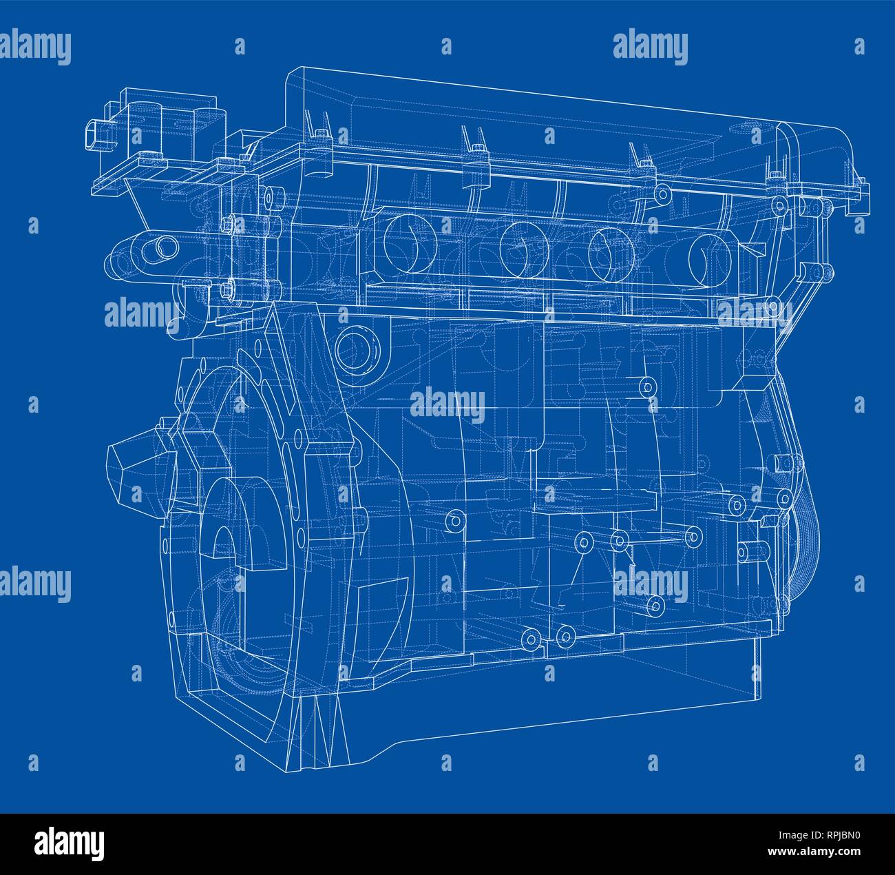 Engine sketch. Vector rendering of 3d Stock Vector Image & Art - Alamy
