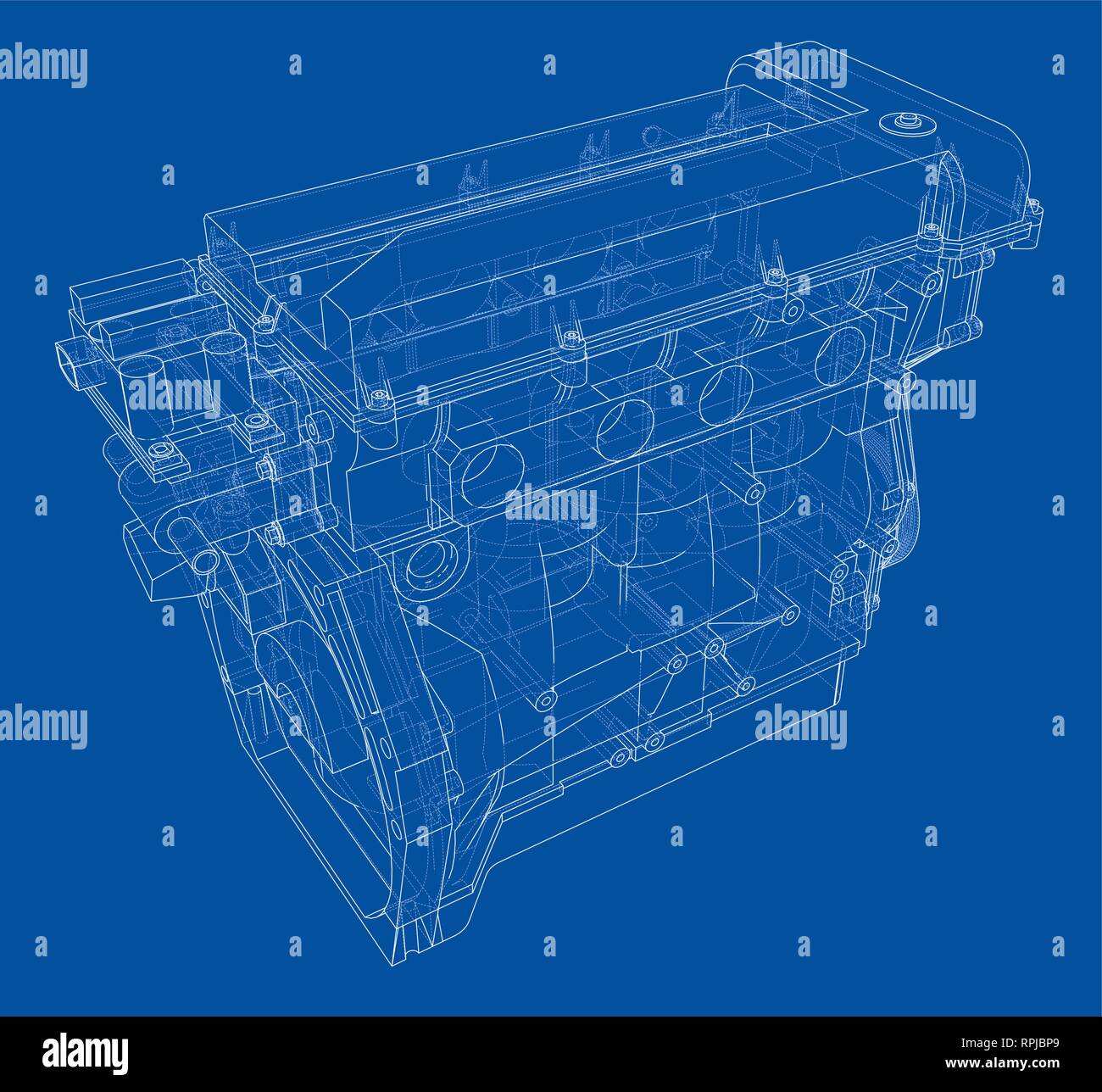 Engine sketch. Vector rendering of 3d Stock Vector Image & Art - Alamy