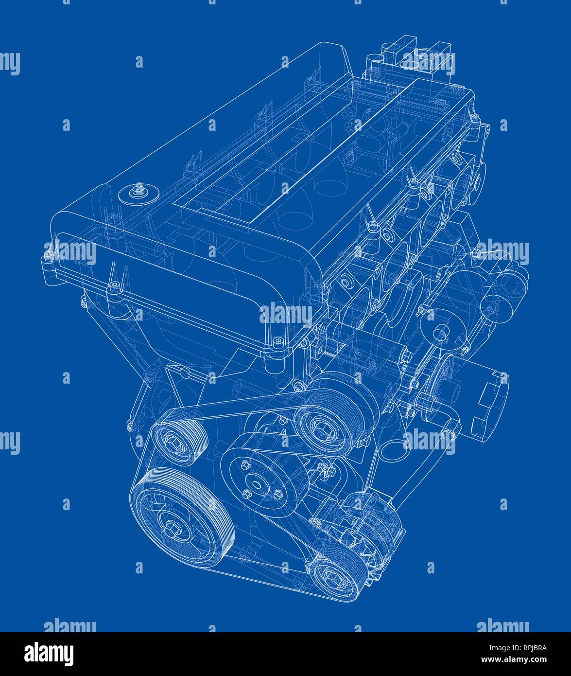 Engine sketch. Vector rendering of 3d Stock Vector Image & Art - Alamy