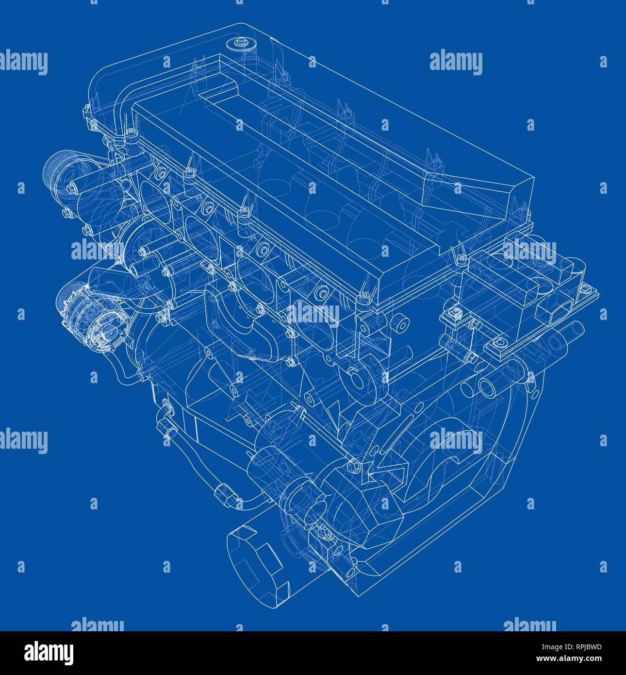 Engine sketch. Vector rendering of 3d Stock Vector Image & Art - Alamy