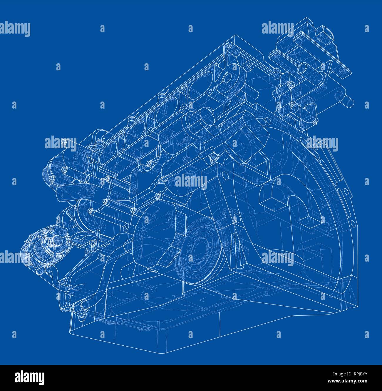 Engine sketch. Vector rendering of 3d Stock Vector Image & Art - Alamy