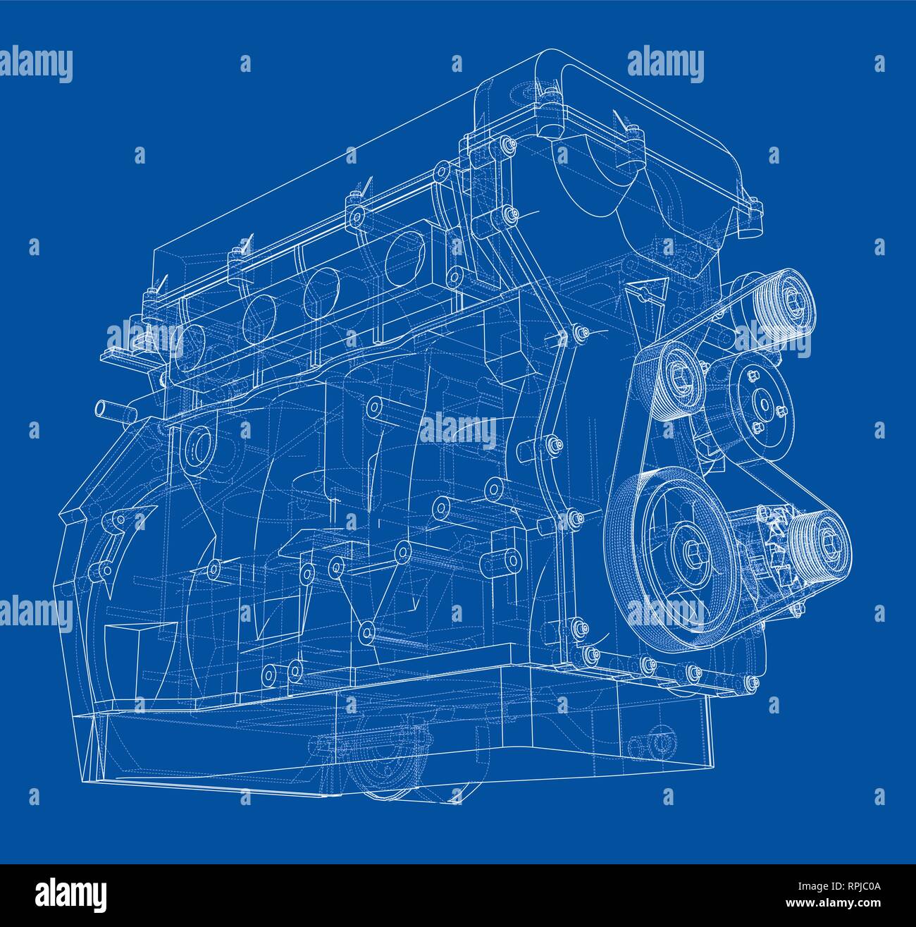 Engine sketch. Vector rendering of 3d Stock Vector Image & Art - Alamy