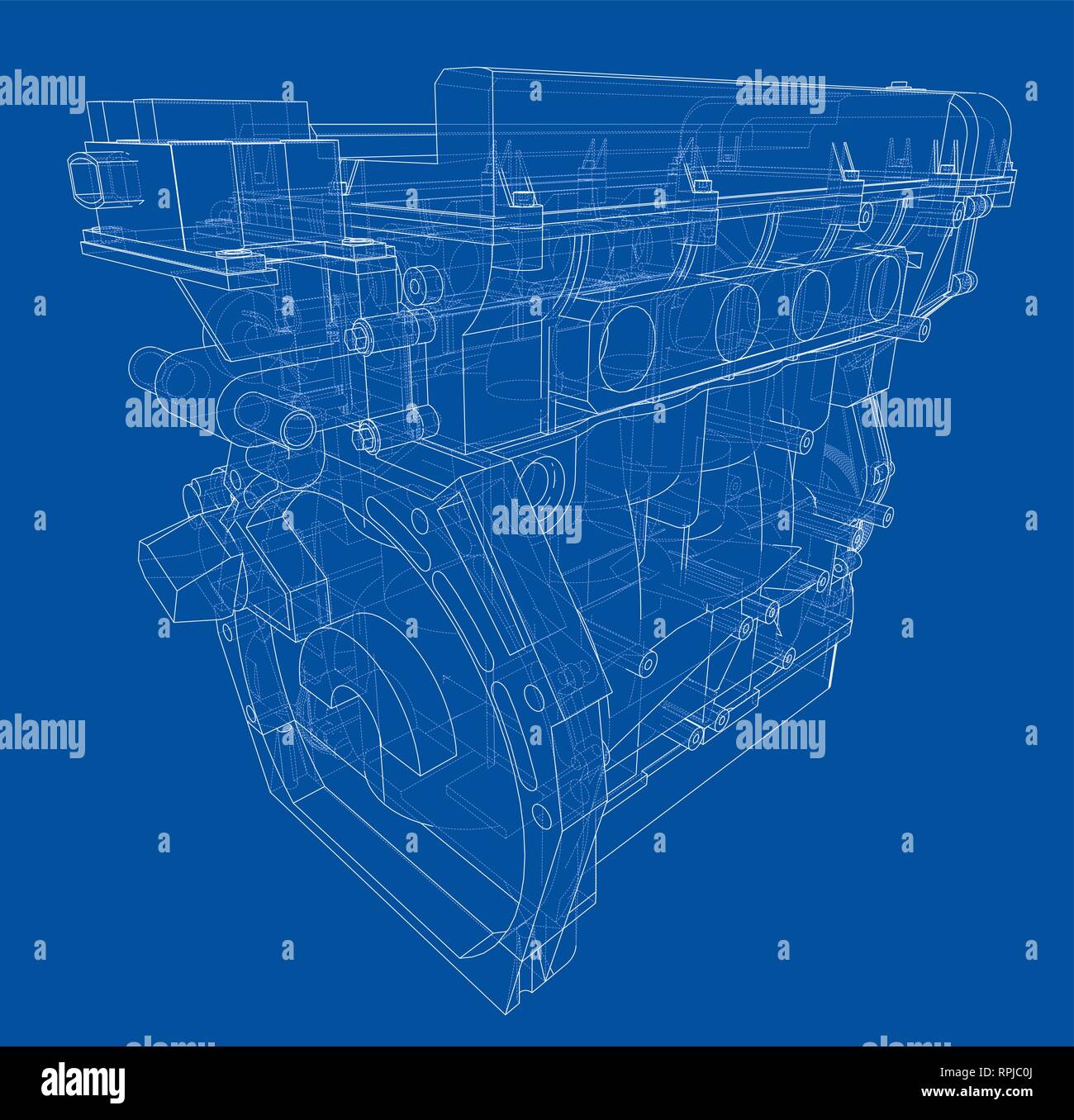 Engine sketch. Vector rendering of 3d Stock Vector Image & Art - Alamy