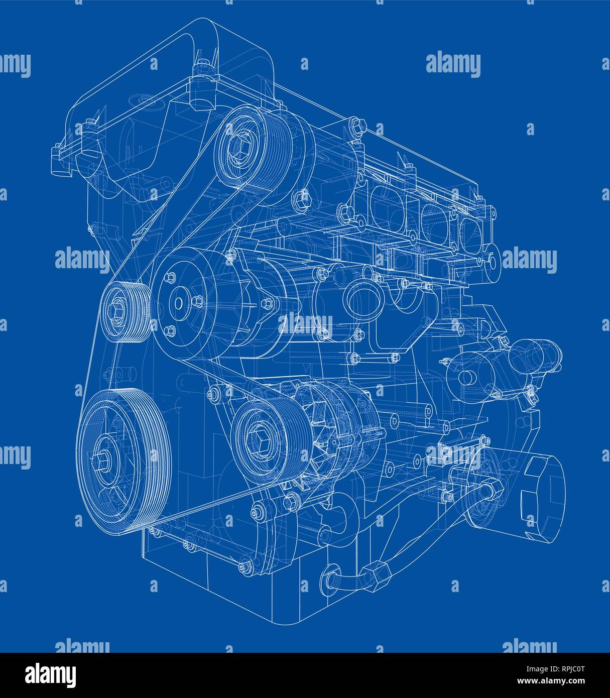 Engine sketch. Vector rendering of 3d Stock Vector Image & Art - Alamy