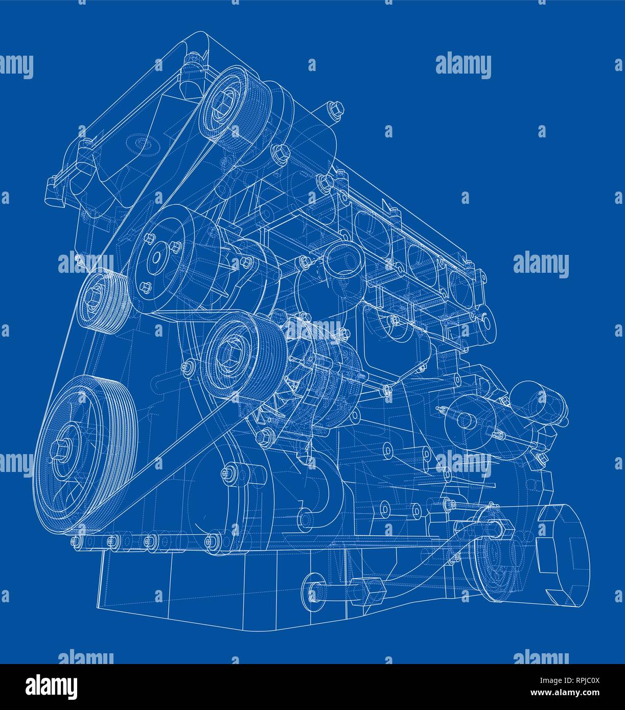 Engine sketch. Vector rendering of 3d Stock Vector Image & Art - Alamy