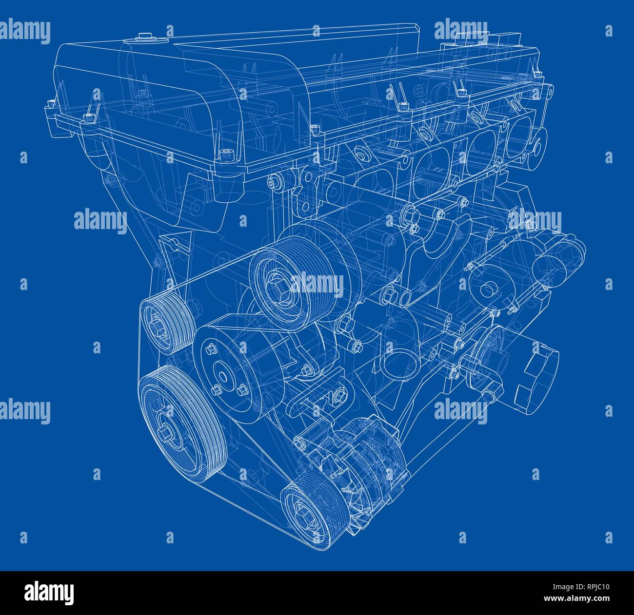 Engine sketch. Vector rendering of 3d Stock Vector Image & Art - Alamy