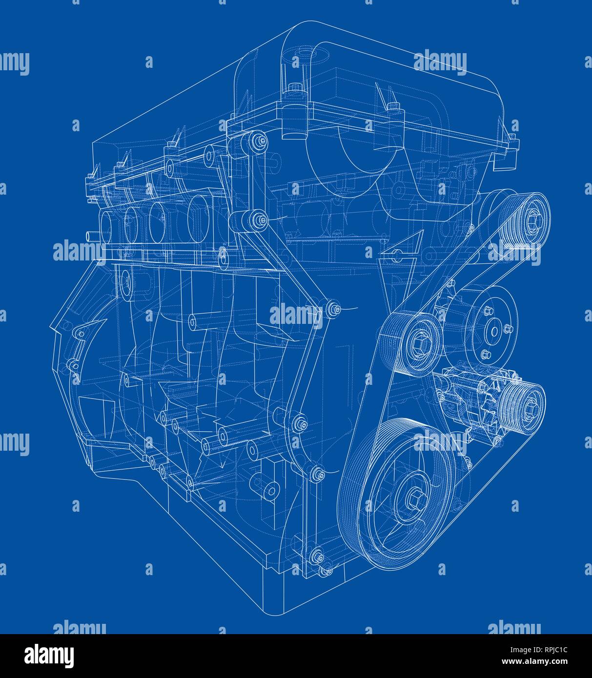 Engine sketch. Vector rendering of 3d Stock Vector Image & Art - Alamy