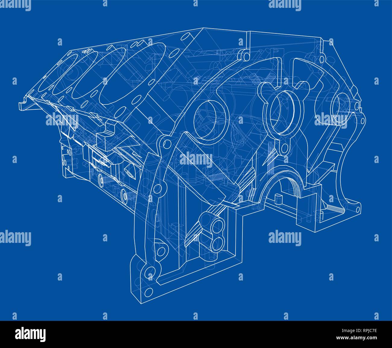Engine block sketch. Vector rendering of 3d Stock Vector Image & Art ...