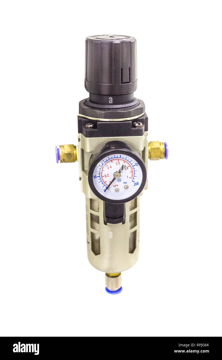 Meter air compressor isolated on white background Stock Photo - Alamy