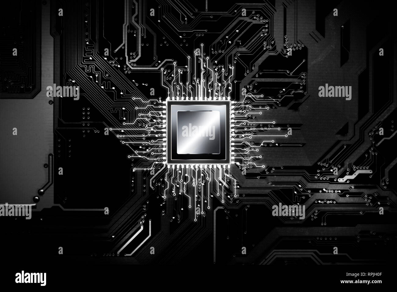 Abstract, Processor electronic circuit network background Stock Photo ...