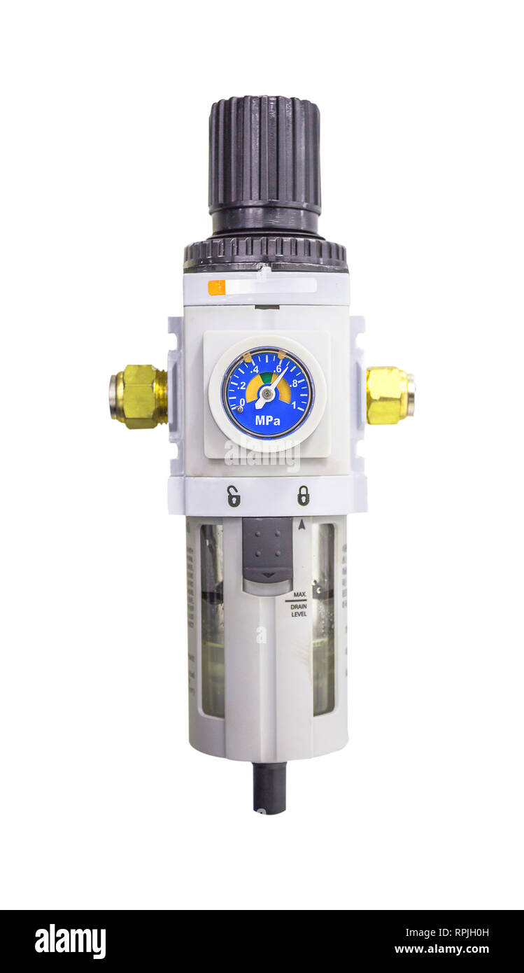 Meter air compressor isolated on white background Stock Photo - Alamy