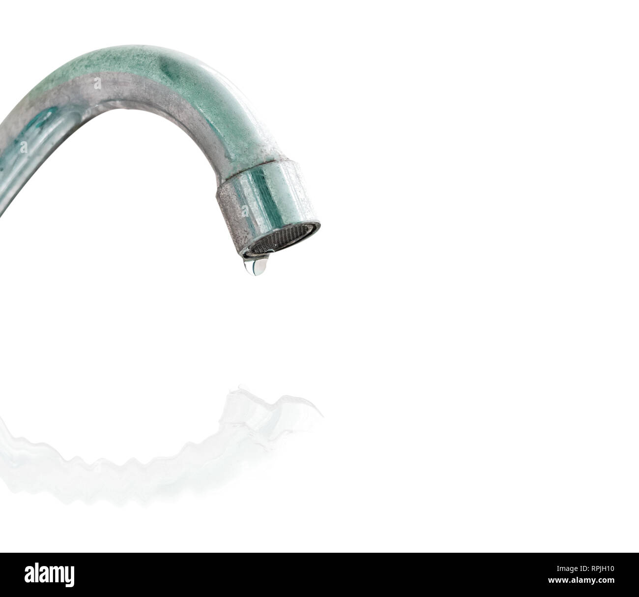 old rusty tap leaking water isolated on white background Stock Photo ...