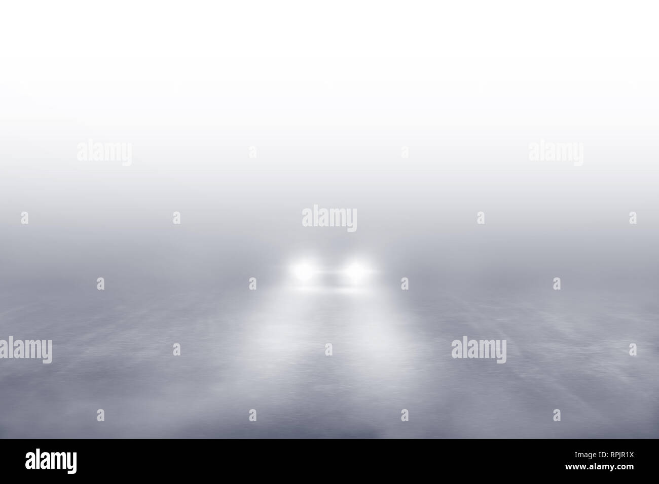 Car driving the Fog Road Stock Photo - Alamy