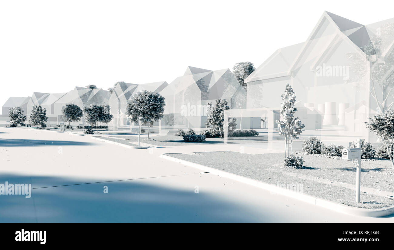 3d residential neighbourhood, render Stock Photo - Alamy