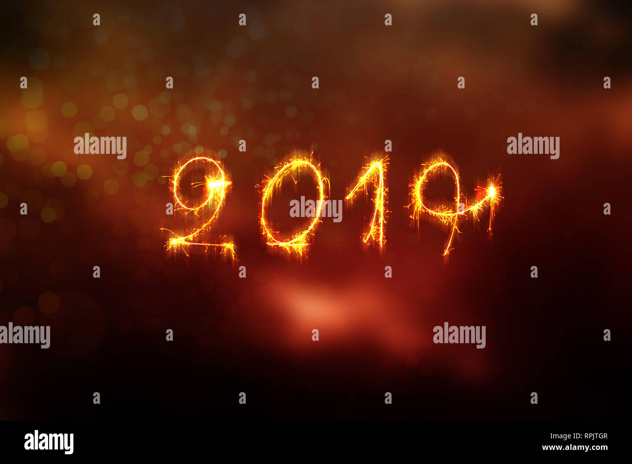 New Year 2019 text handmade written sparklers fireworks. Beautiful ...