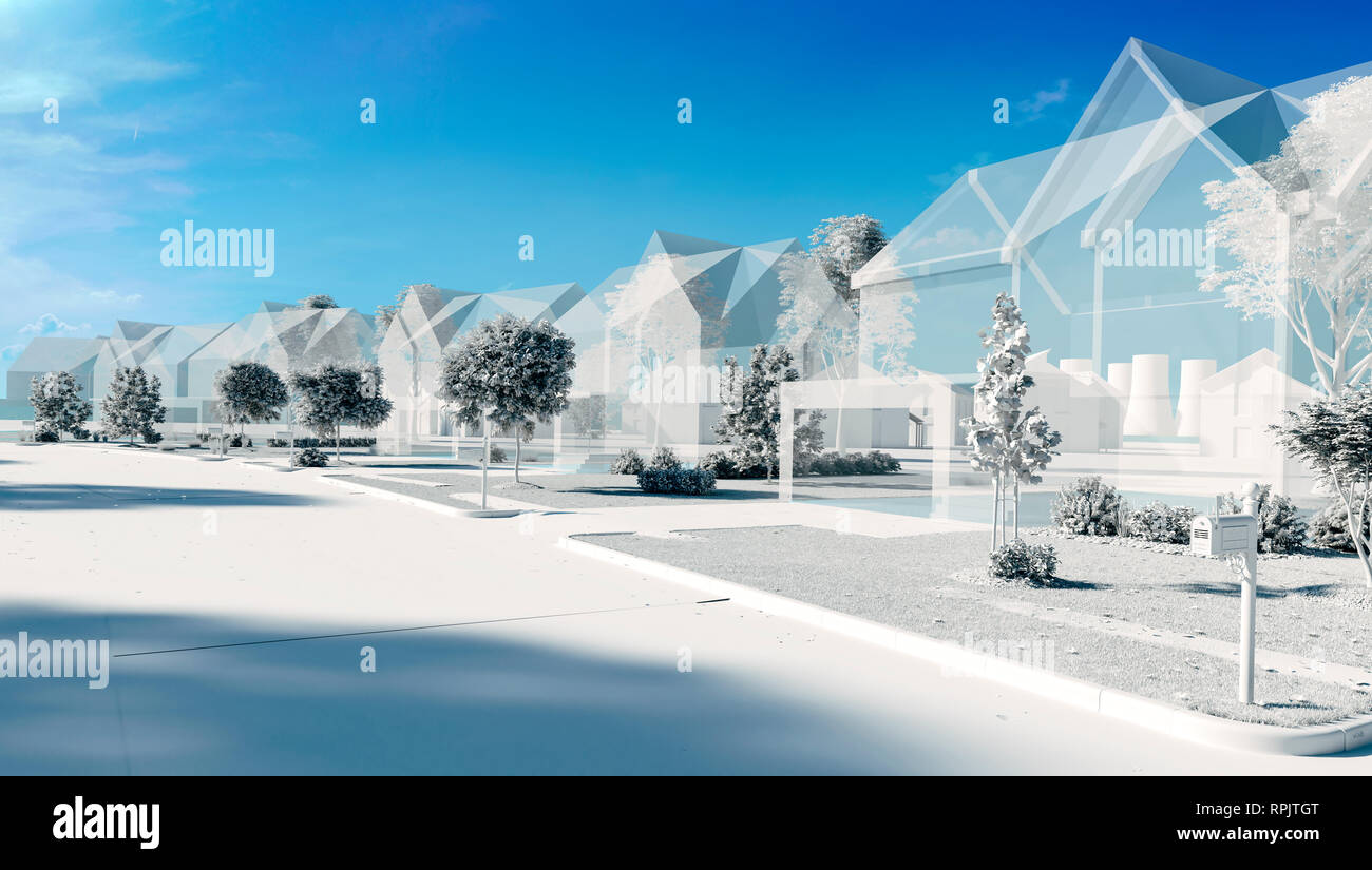 3d residential neighbourhood, render Stock Photo - Alamy