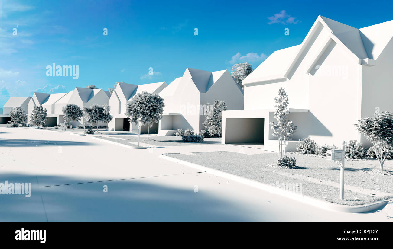 3d residential neighbourhood, render Stock Photo - Alamy