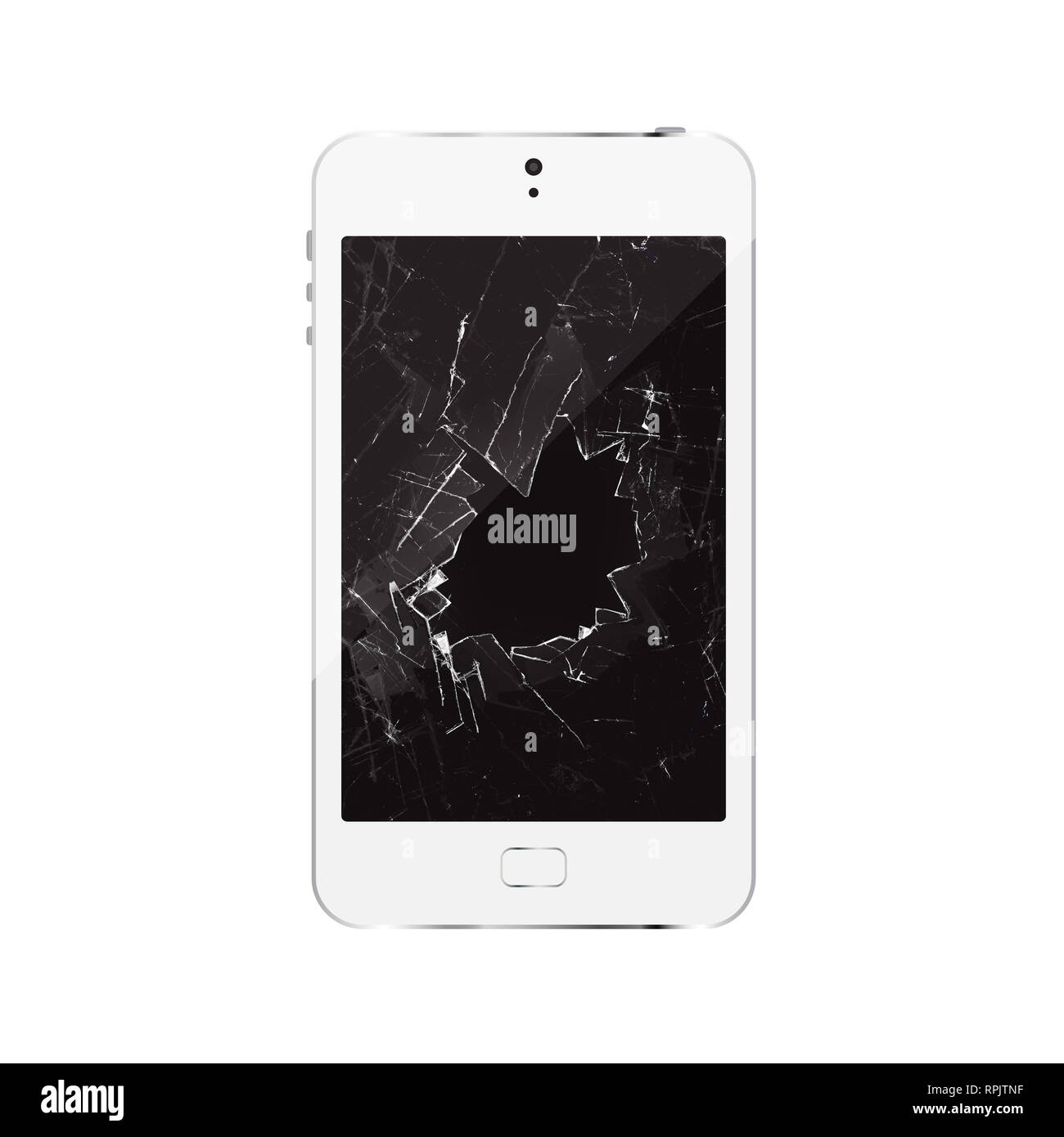 smartphone broken screen isolated on white background Stock Photo - Alamy