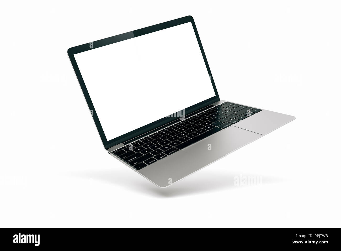 3d laptop on white background Stock Photo - Alamy