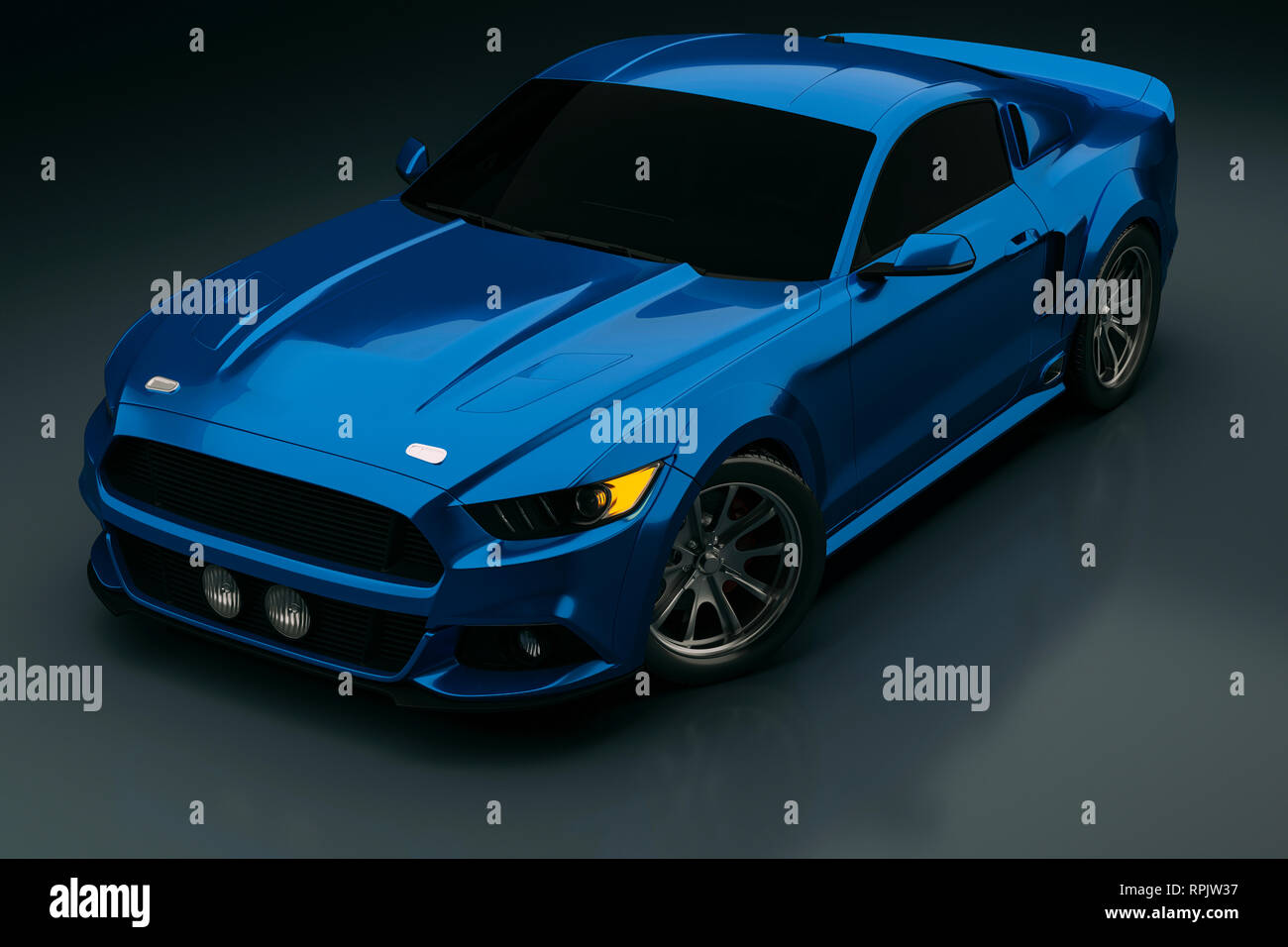 3d render of beautiful blue sport car Stock Photo - Alamy