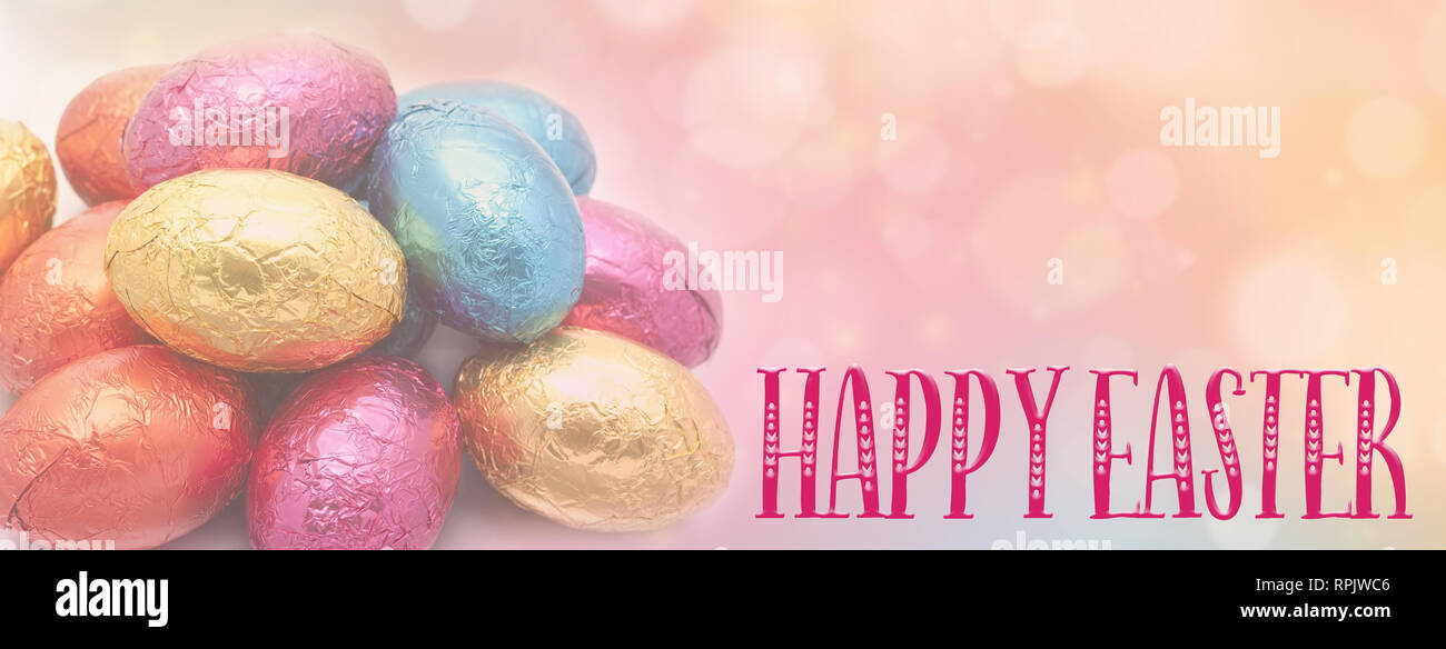 Easter header, background, with Mini easter eggs on a pretty background ...