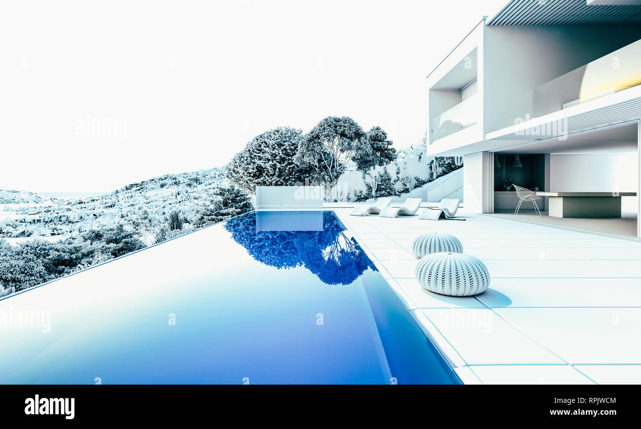 3d render of beautiful modern house exterior Stock Photo - Alamy