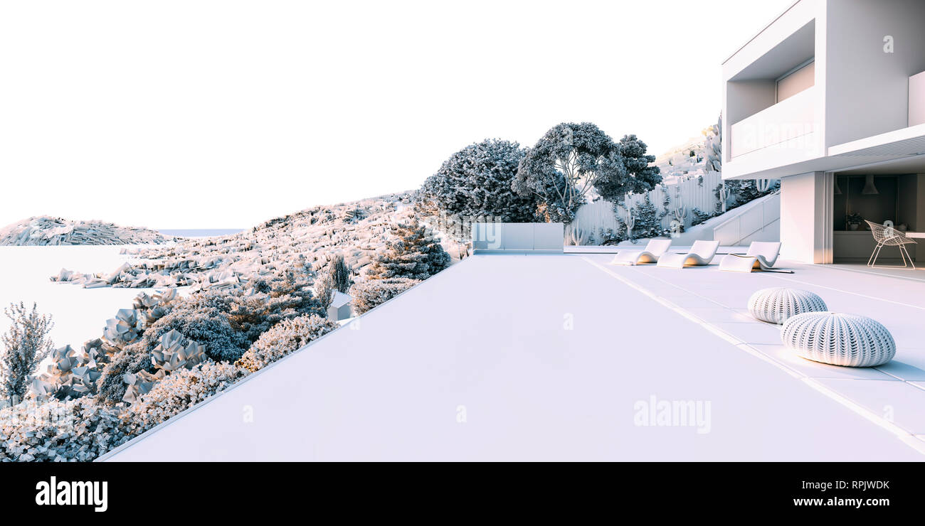 3d render of beautiful modern house exterior Stock Photo - Alamy