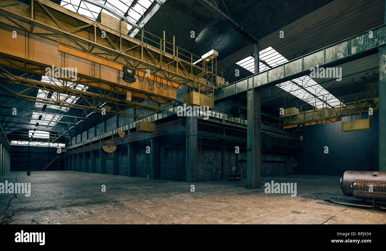 3d factory interior, industrial facility Stock Photo - Alamy