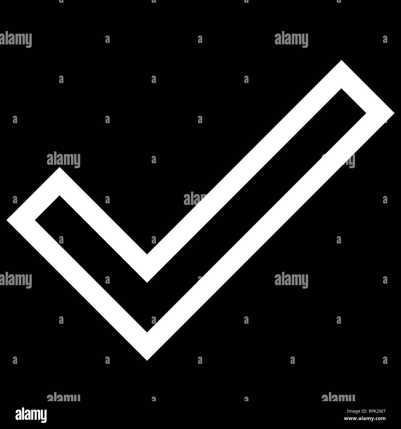 Check marks - white tick icon simple outline - vector illustration ...