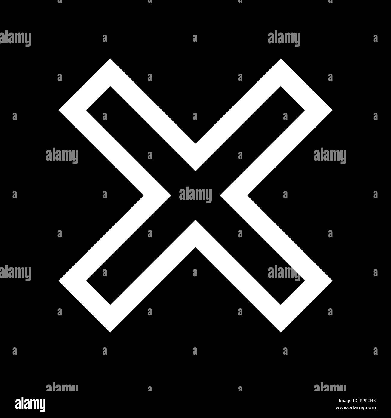 Check marks - white cross icon simple outline - vector illustration ...