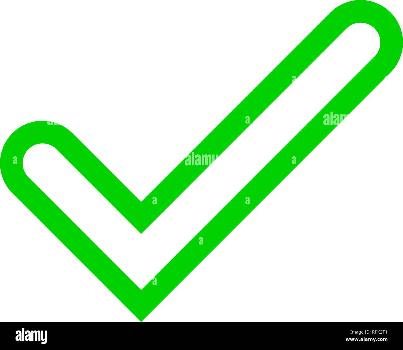 Check marks - green tick icon simple outline - vector illustration ...