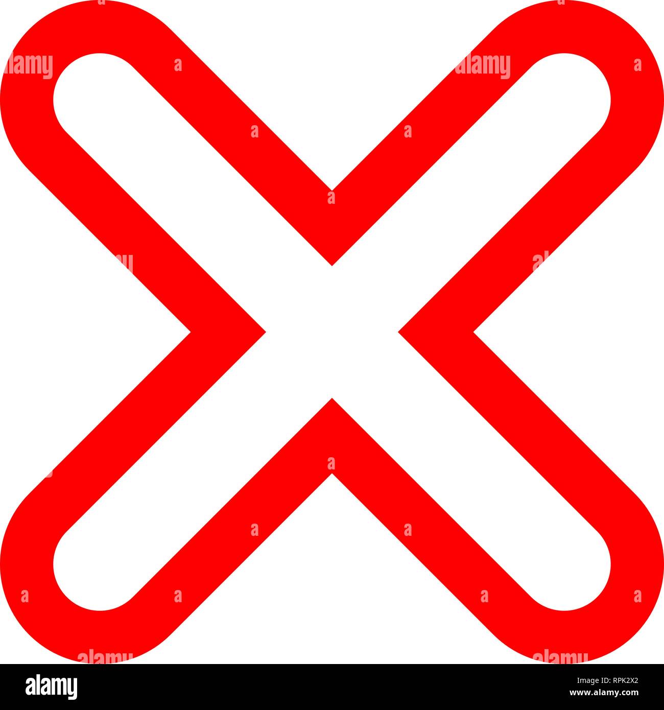 Check marks - red cross icon simple outline - vector illustration Stock ...