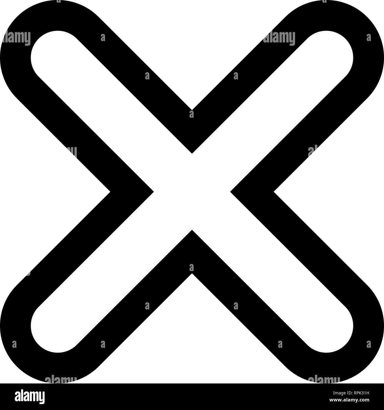 Check marks - black cross icon simple outline - vector illustration ...